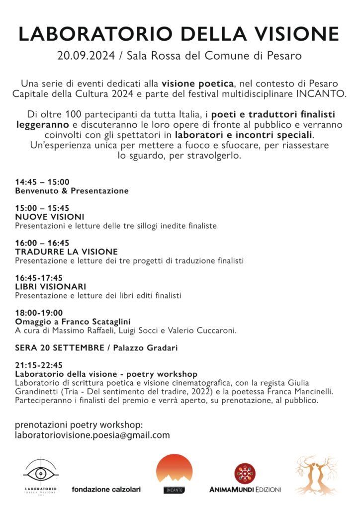 20-21 settembre 2024, premio di poesia -Laboratorio della visione ...
